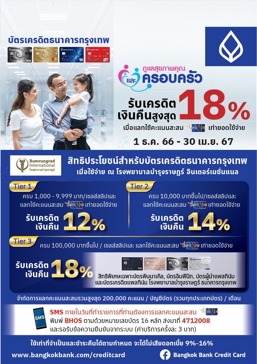 รายละเอียดบัตรเครดิตที่ร่วมรายการที่โรงพยาบาลบำรุงราษฎร์